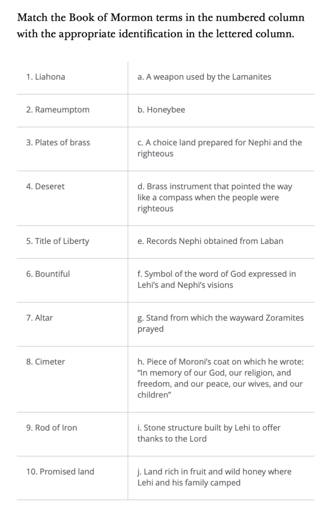 Book of Mormon: Activities & Games - Teaching Children the Gospel